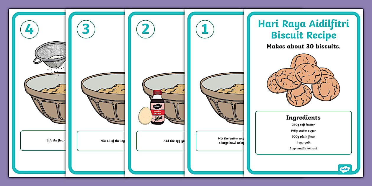 Hari Raya Aidilfitri Biscuit Recipe for Kids (teacher made)