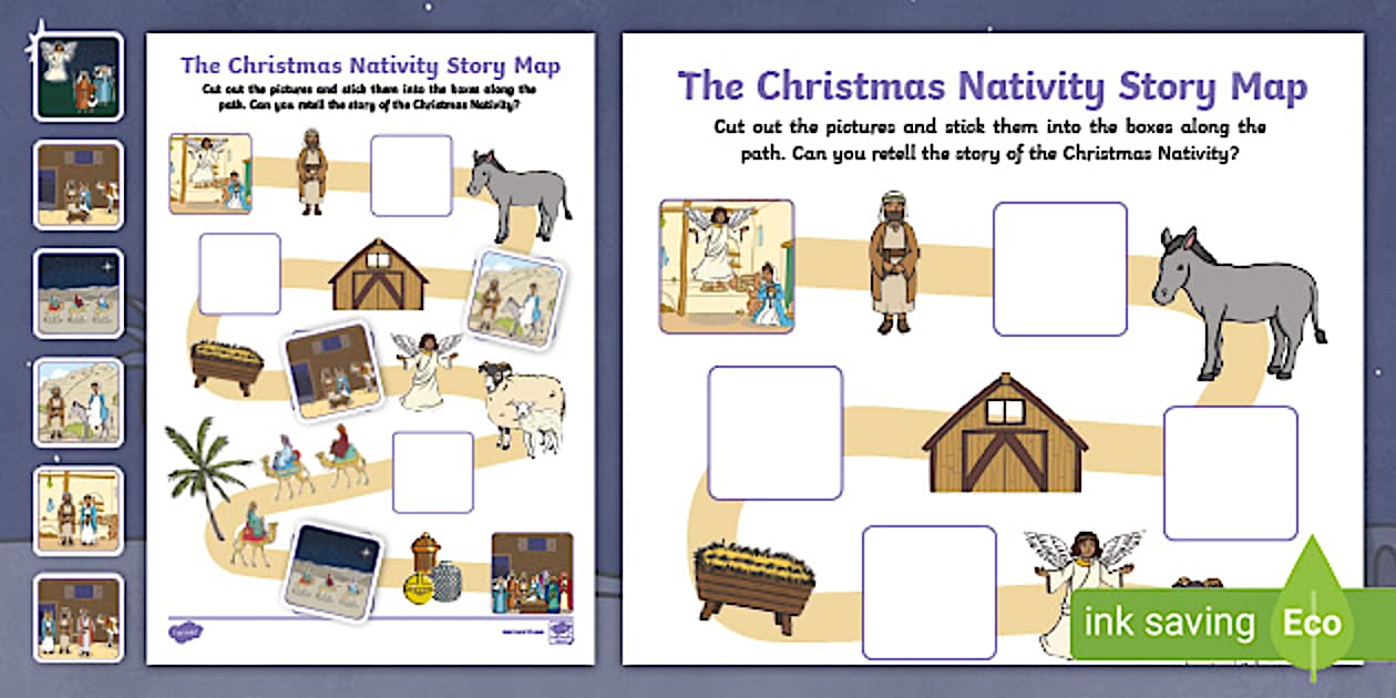 Christmas Cut and Stick Nativity Story Activity - Twinkl