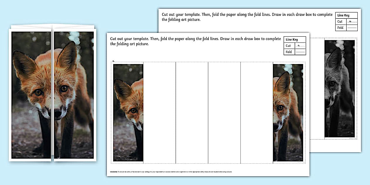 Fox Folding Art Template - Twinkl Art Worksheets - Twinkl