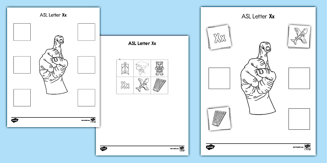 ASL Letter Xx Cut and Paste Worksheet (teacher made)