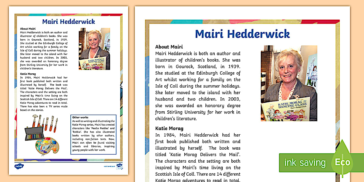 Mairi Hedderwick Fact File (teacher made) - Twinkl