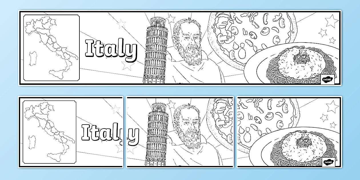 Italy Colouring Display Banner (teacher made) - Twinkl