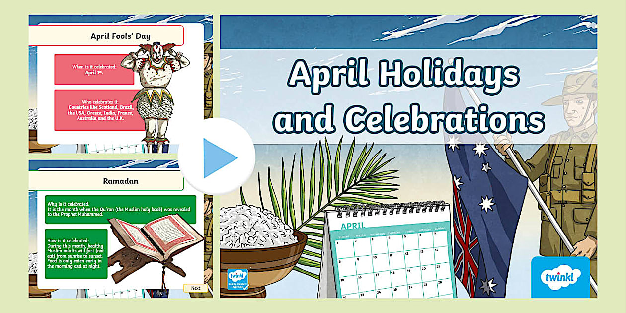 April Holidays and Celebrations PowerPoint - Year 3 HASS