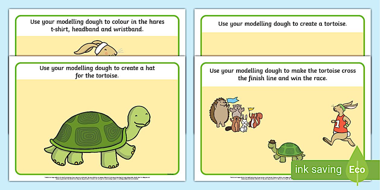 The Tortoise and The Hare Modelling Dough Mats - Twinkl