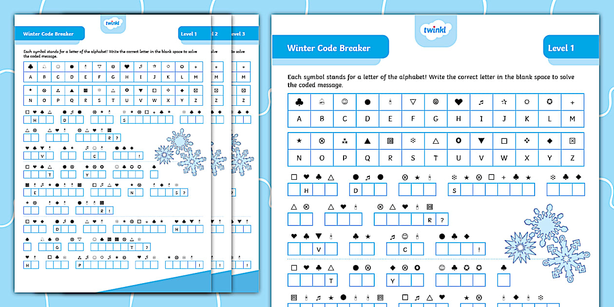Winter Secret Code Breaker | Code Breaker Puzzles Printable