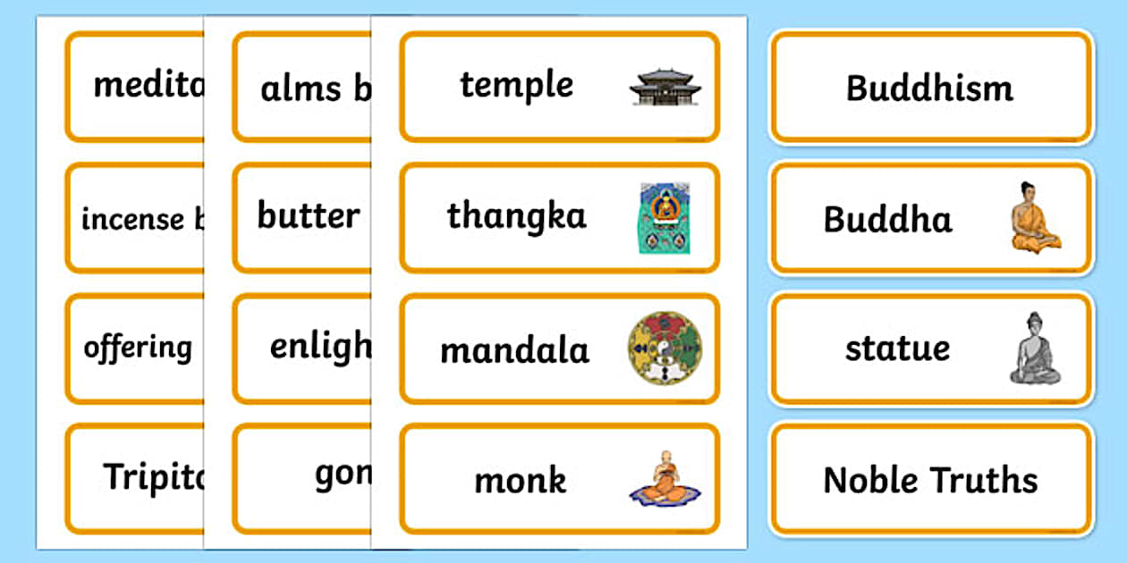 Buddhism Word Cards (teacher made) - Twinkl