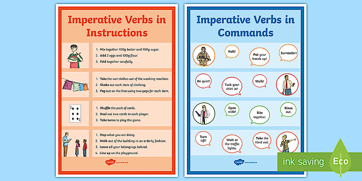 Imperative Verbs Examples Posters | Twinkl (teacher made)