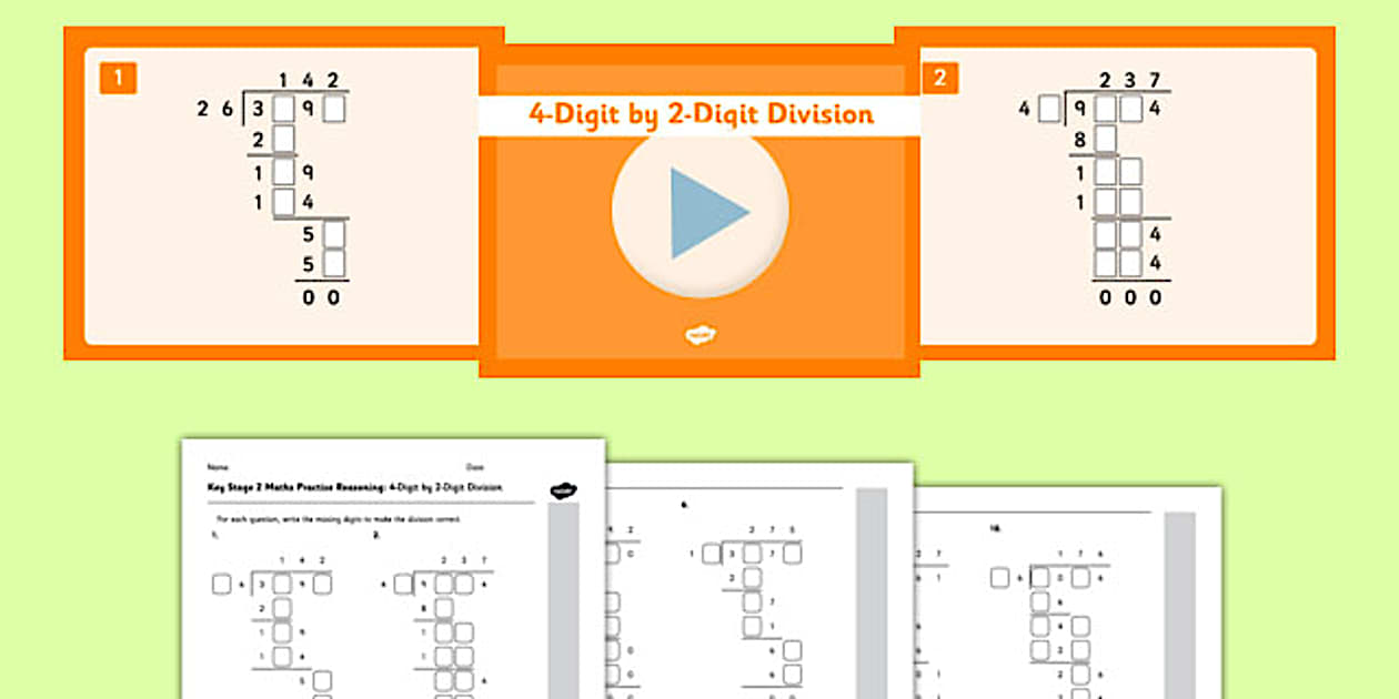 KS2 Reasoning Test Practice Missing Number Calculations 4-Digit by 2-Digit