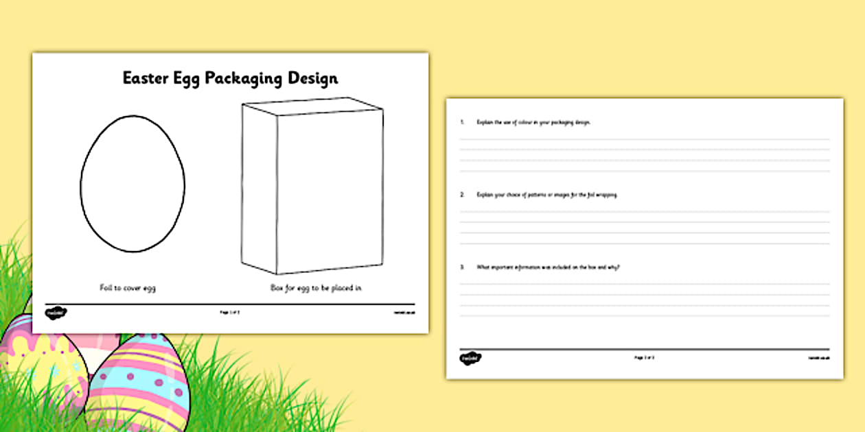 Easter Egg Packaging Design Worksheet (teacher made)