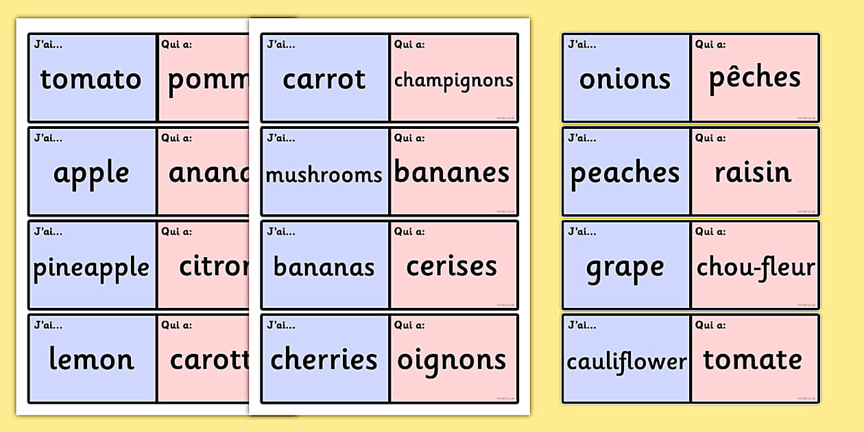 Editable French Fruit and Vegetable Loop Cards - Twinkl