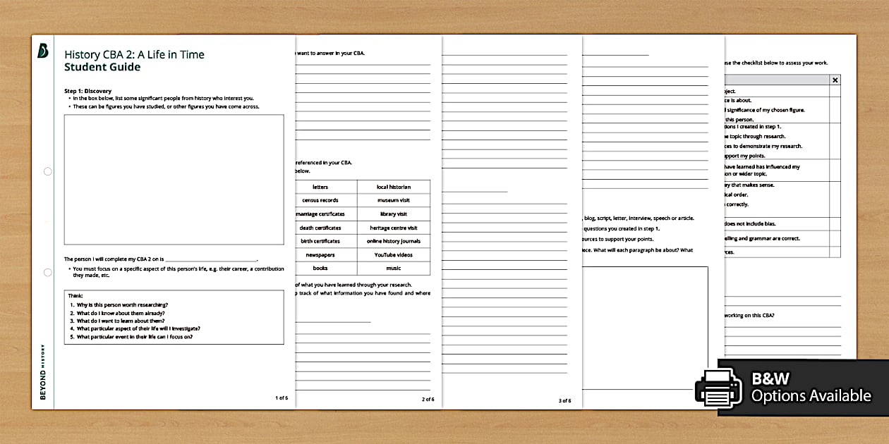 History CBA 2: A Life in Time Student Guide (teacher made)