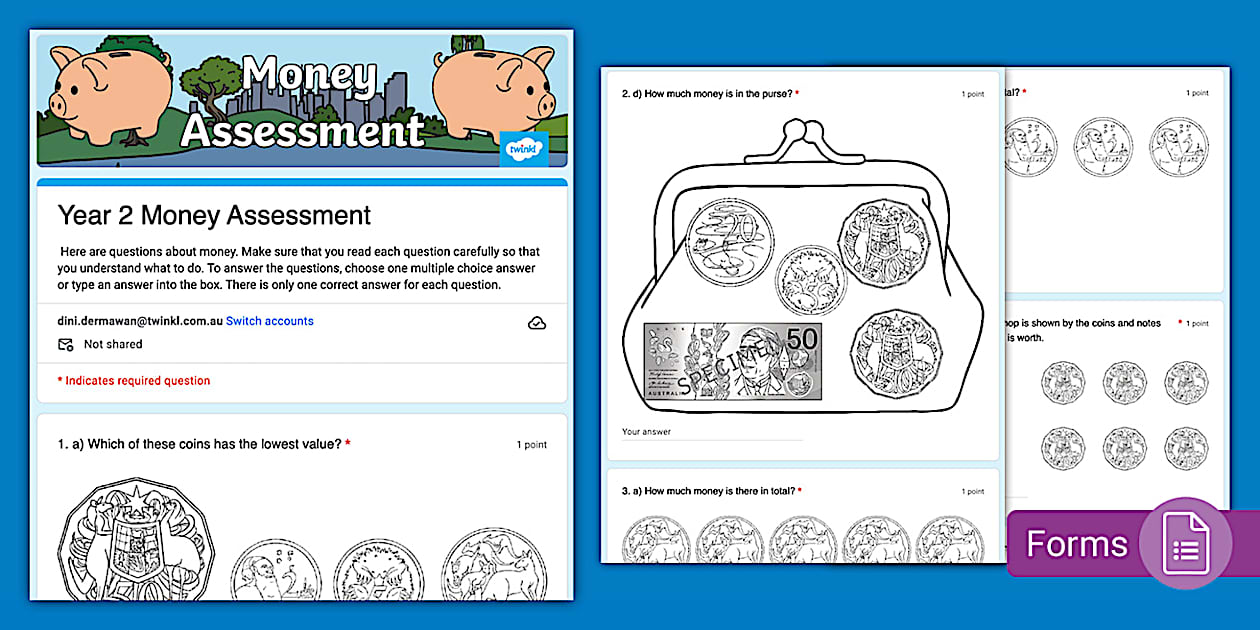 Year 2 Money Assessment Google Form - Digital Assessments