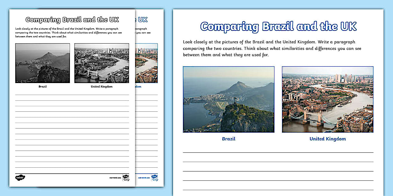 KS2 Comparing Brazil and the UK Worksheet (teacher made)