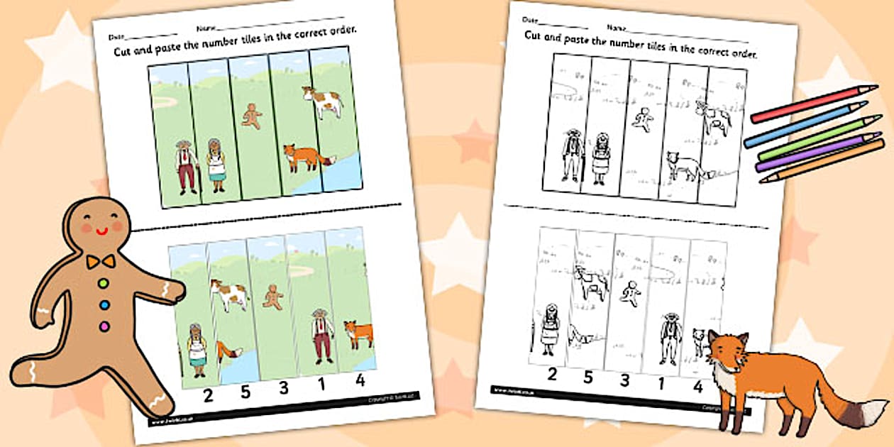 Editable The Gingerbread Man Number Sequencing Puzzle