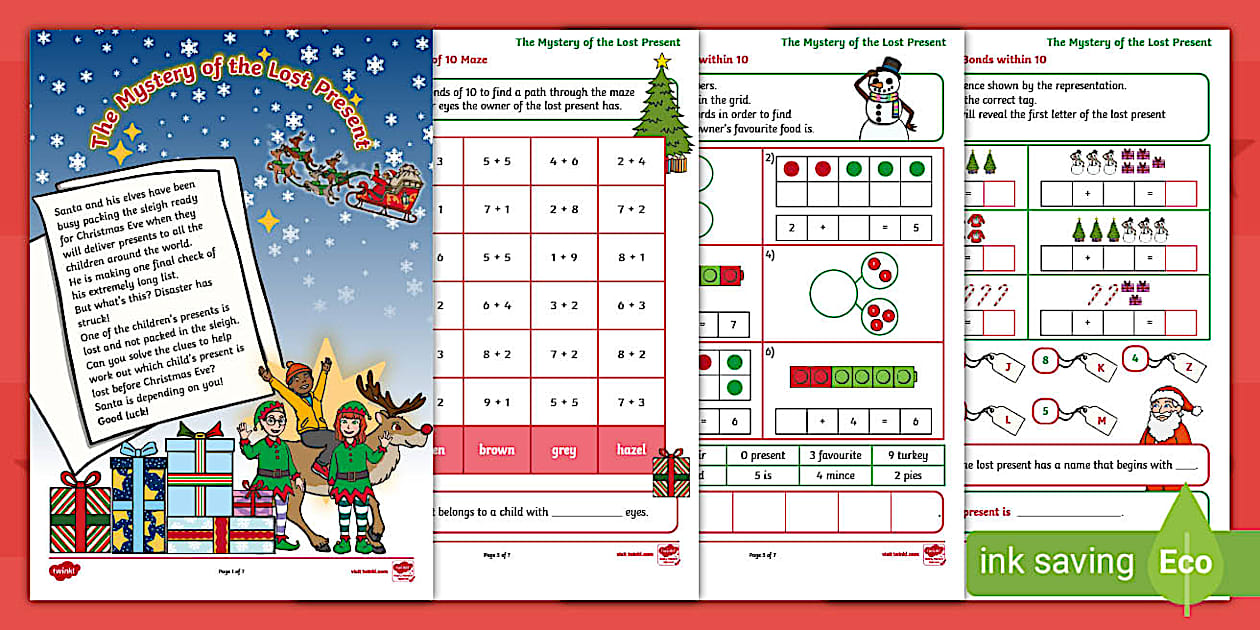 👉 Year 1 The Mystery of the Lost Present Maths Mystery Game