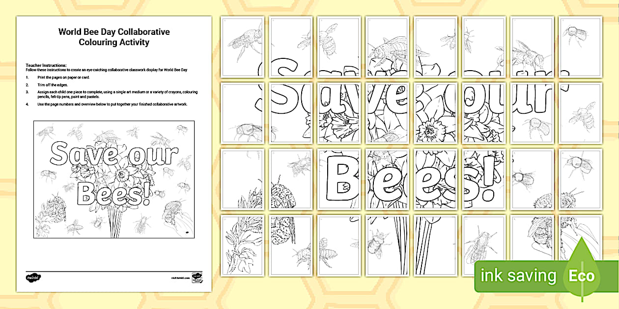 World Bee Day (Collaborative Colouring Activity) - Twinkl