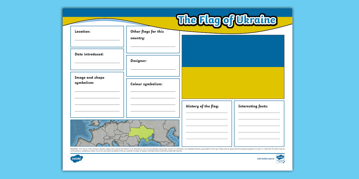 Ukraine Flag Fact File Template (teacher made) - Twinkl