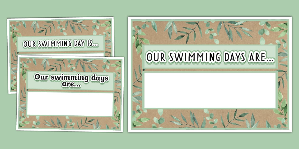Muted Botanical Themed Swimming Days Display Poster - Twinkl