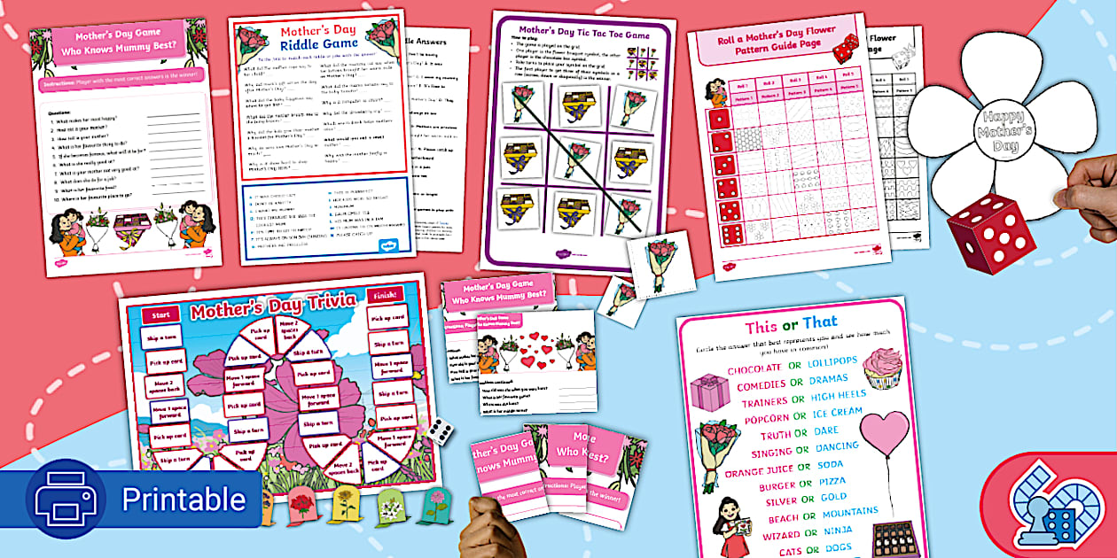 Pack of 6 Mothers Day Games - Twinkl Board Games