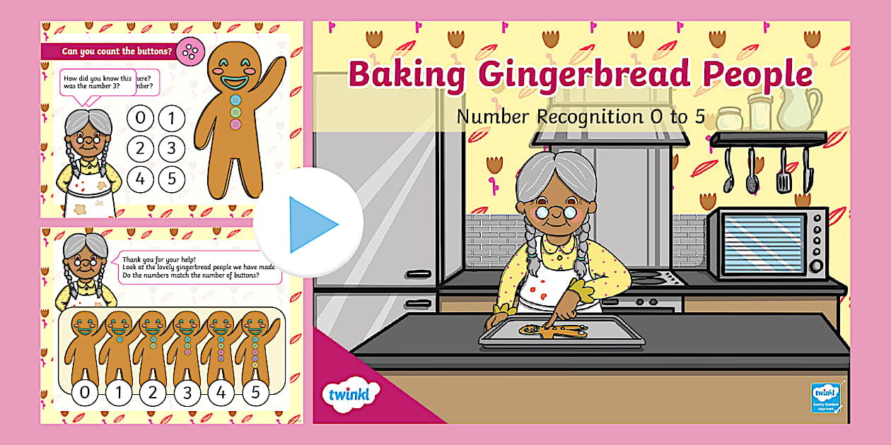 👉 Gingerbread Man Counting PowerPoint 0-5 (Teacher-Made)