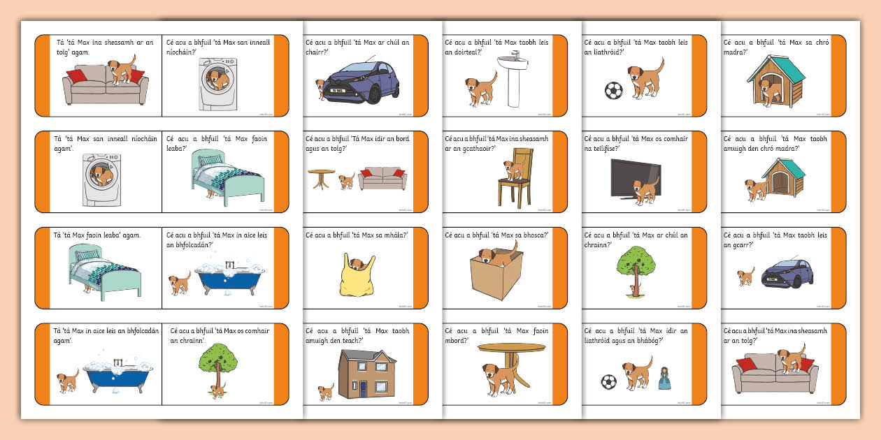 Cártaí ar na réamhfhocail (Teacher-Made) - Twinkl