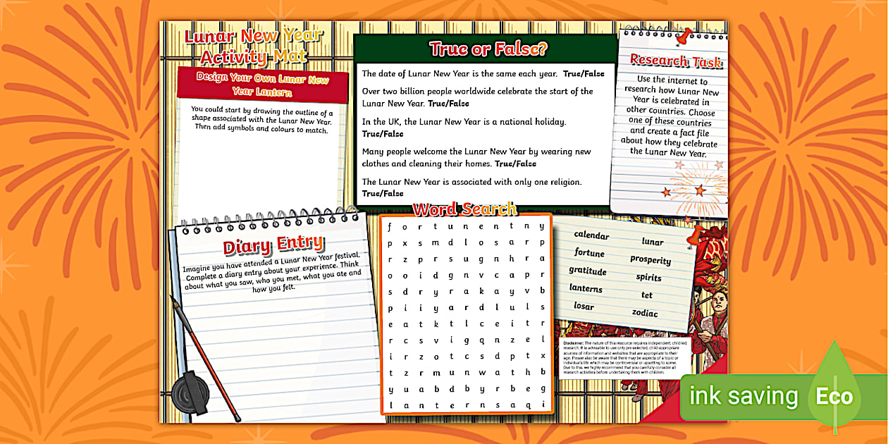 UKS2 Lunar New Year Activity Mat (teacher made) - Twinkl