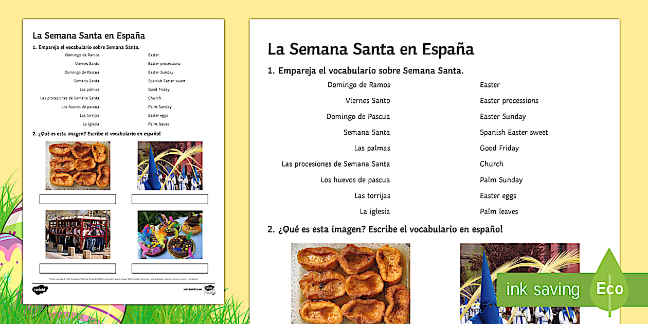 Easter in Spain Worksheet / Worksheet Spanish (teacher made)