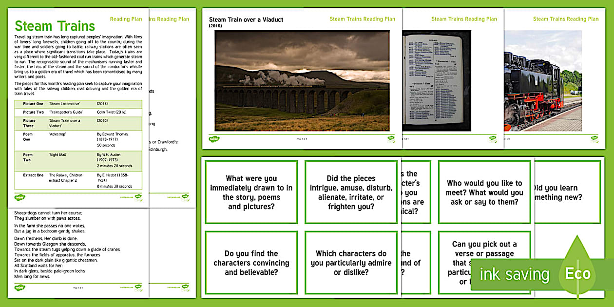 Care Home Steam Trains Reading Plan Resource Pack