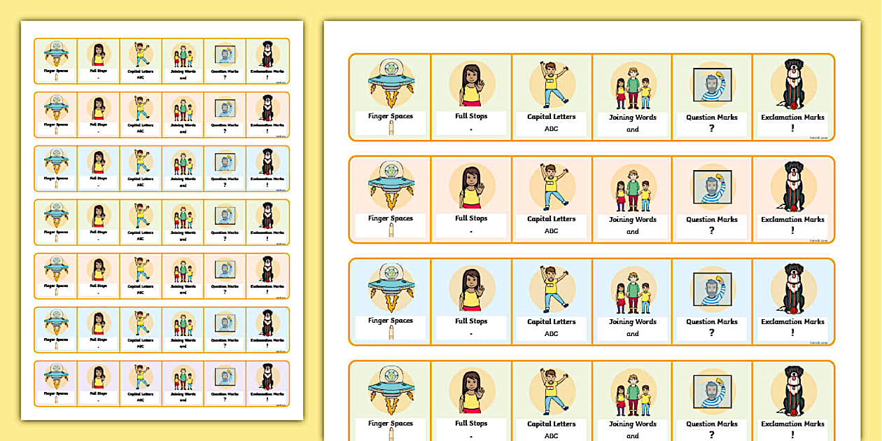 Level 5 Physical Grammar Mnemonic Table Strips - Twinkl