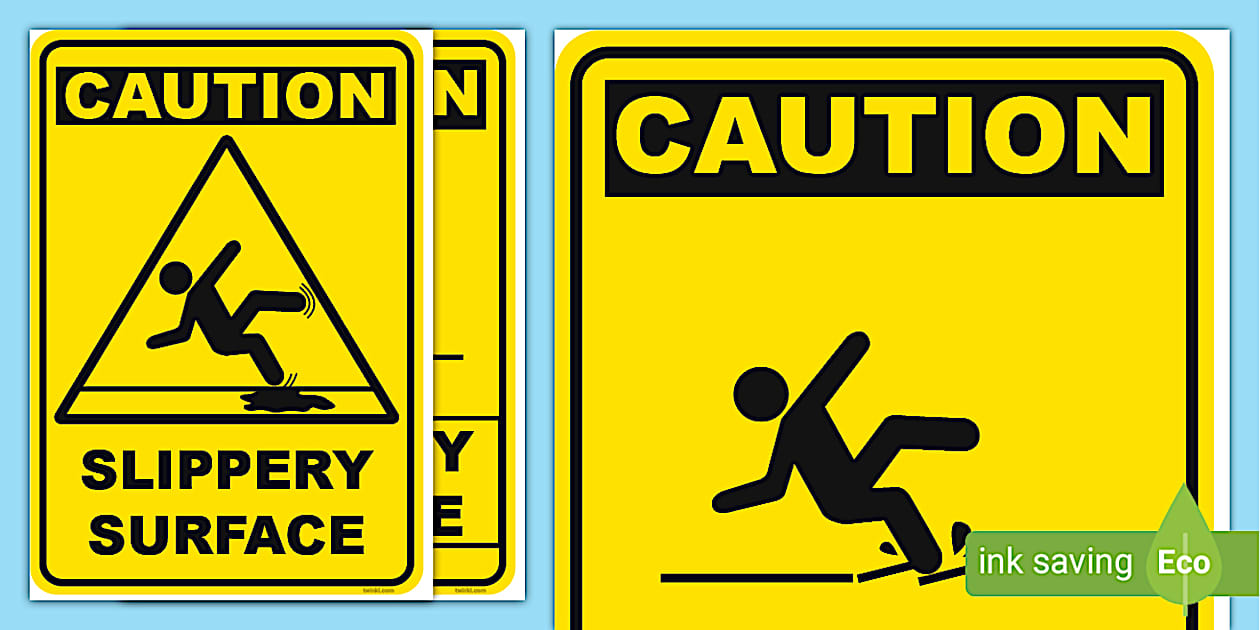 Caution Slippery Surface Sign Posters | Signage | Twinkl