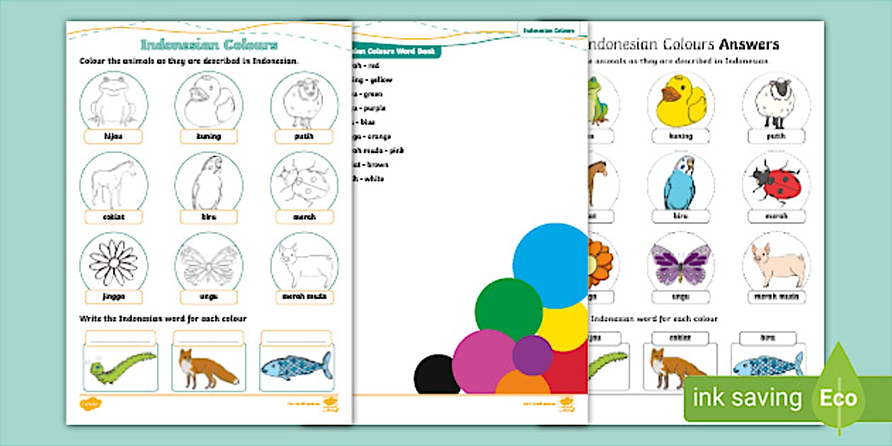 Colouring Activity Indonesian (teacher made) - Twinkl