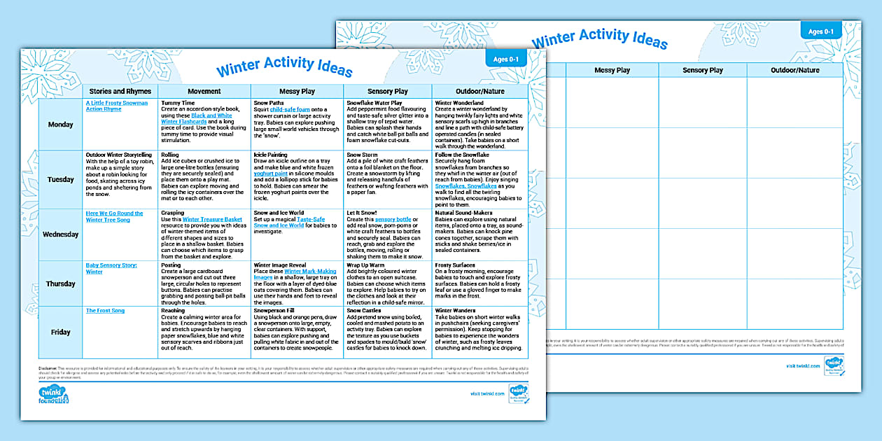 EYFS Baby Room Planning: Winter | Twinkl (teacher made)