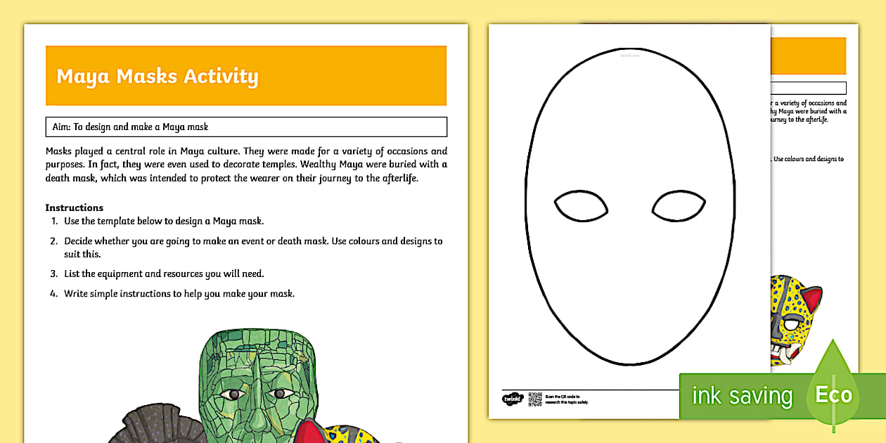 Maya Masks template for KS2 - Primary Resources - Twinkl