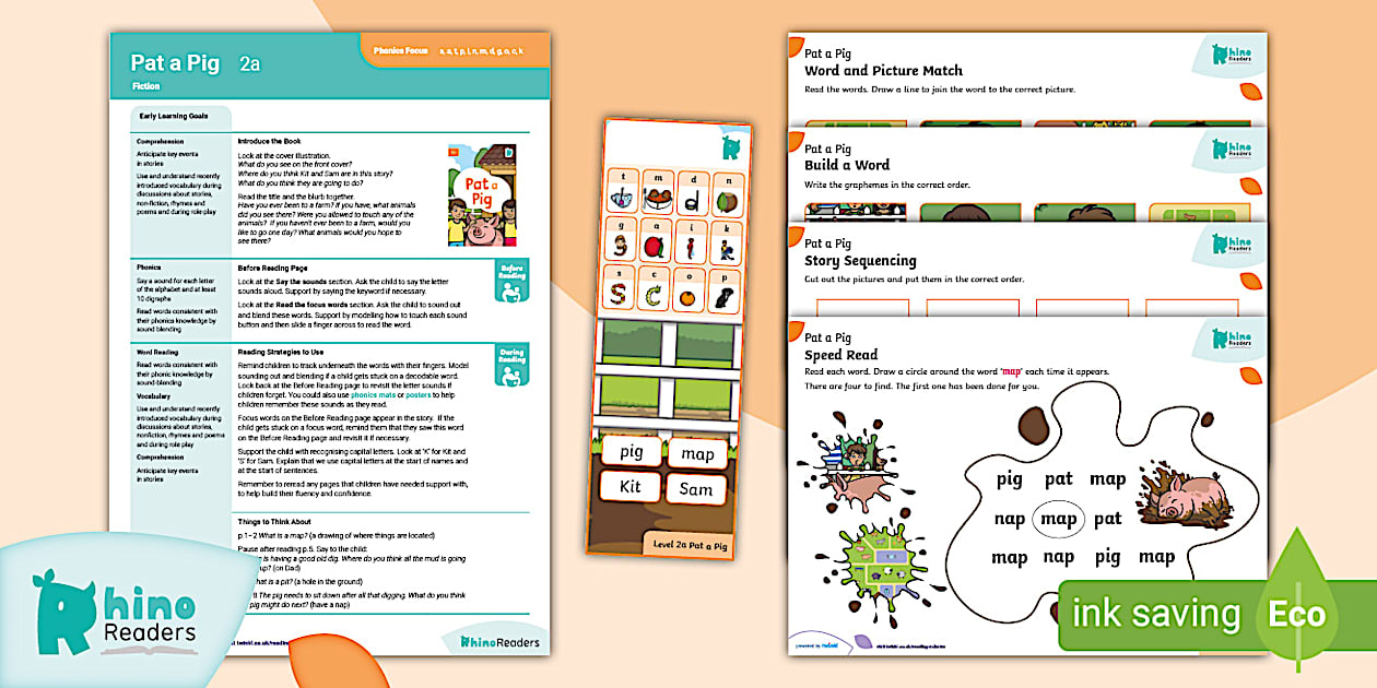 2a Pat a Pig: Resource Pack - Twinkl Rhino Readers - Twinkl