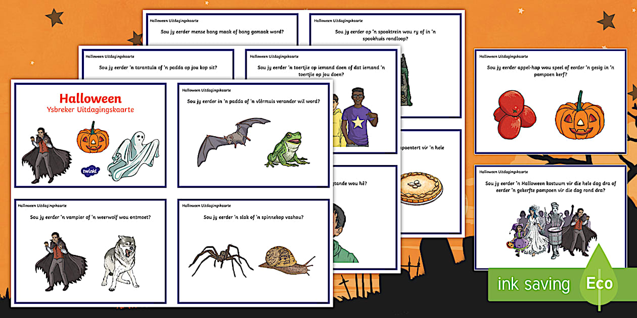 Halloween Ysbreker Uitdagingskaarte (teacher made) - Twinkl