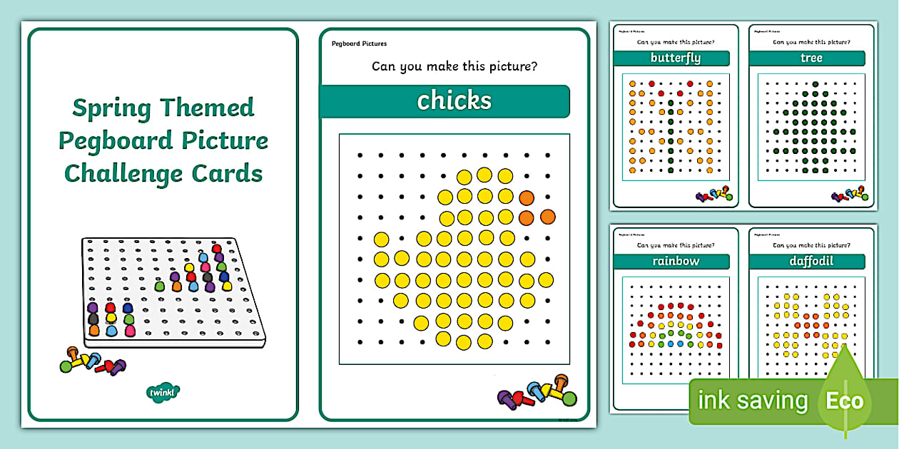 Spring-Themed Pegboard Picture Cards (teacher made) - Twinkl
