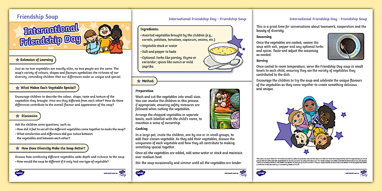 Friendship Soup Recipe (Teacher-Made) - Twinkl