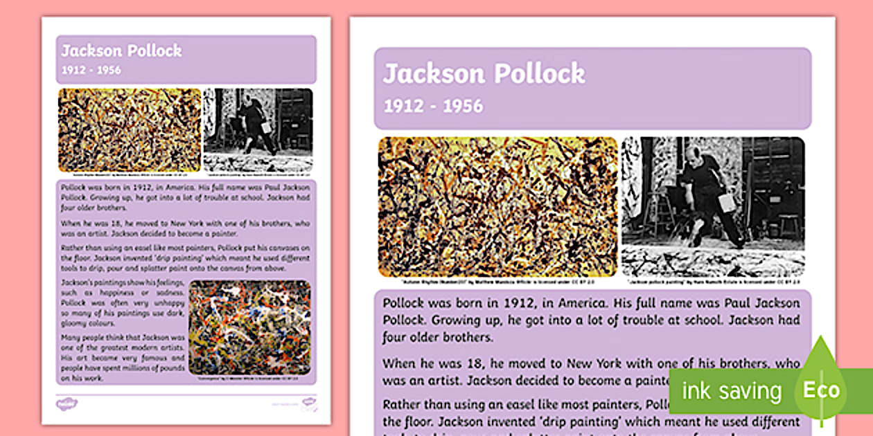 KS1 Jackson Pollock Fact Sheet (Teacher-Made) - Twinkl