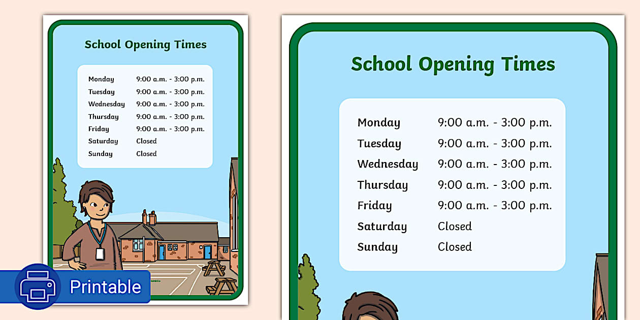 The School Aistear Timetable Role-Play Signs - Twinkl