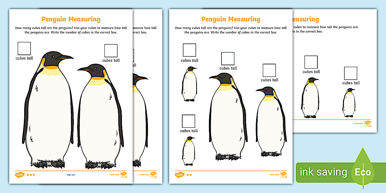 Penguin Measuring with Cubes Differentiated Worksheet / Worksheet