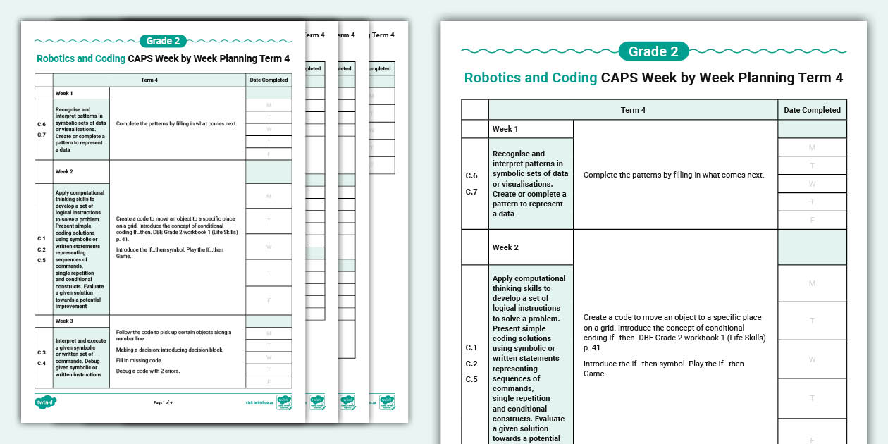Grade 2 -Term 4 - Week-by-week Planning (CAPS Aligned)