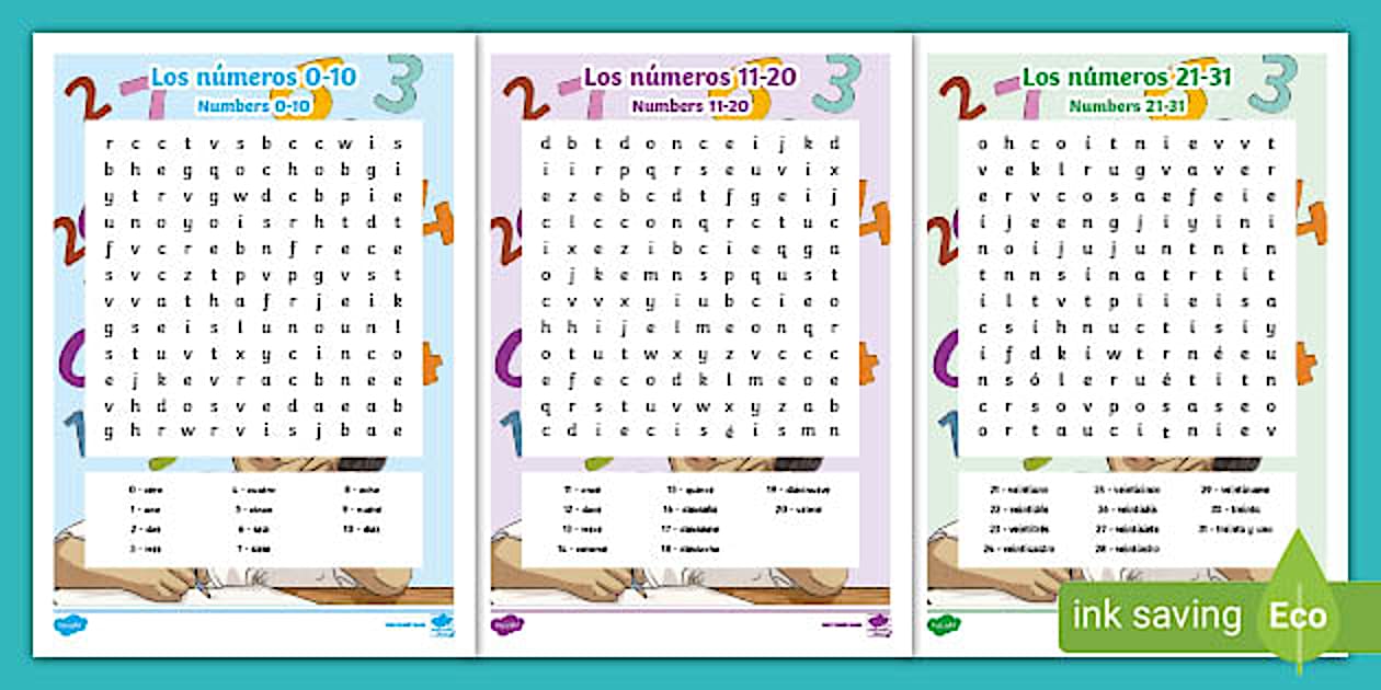 👉 Spanish: Numbers 0-31 Word Search Pack - Twinkl - KS2