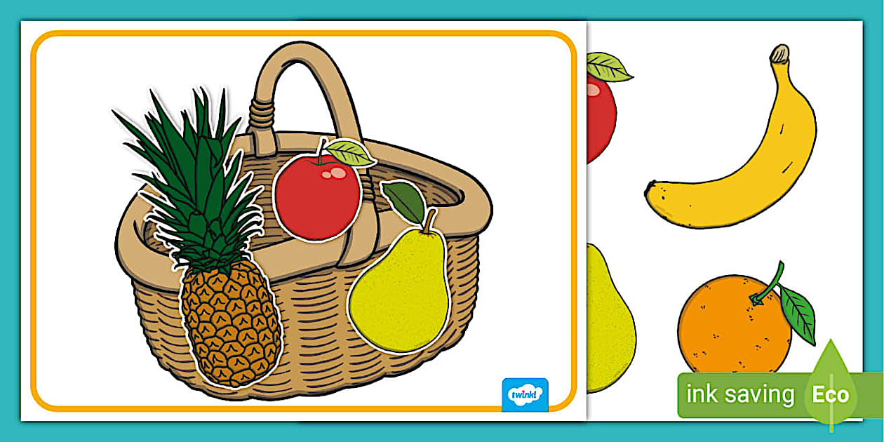 Fruit Shopping Basket Cut-Outs and Poster Pack - Twinkl