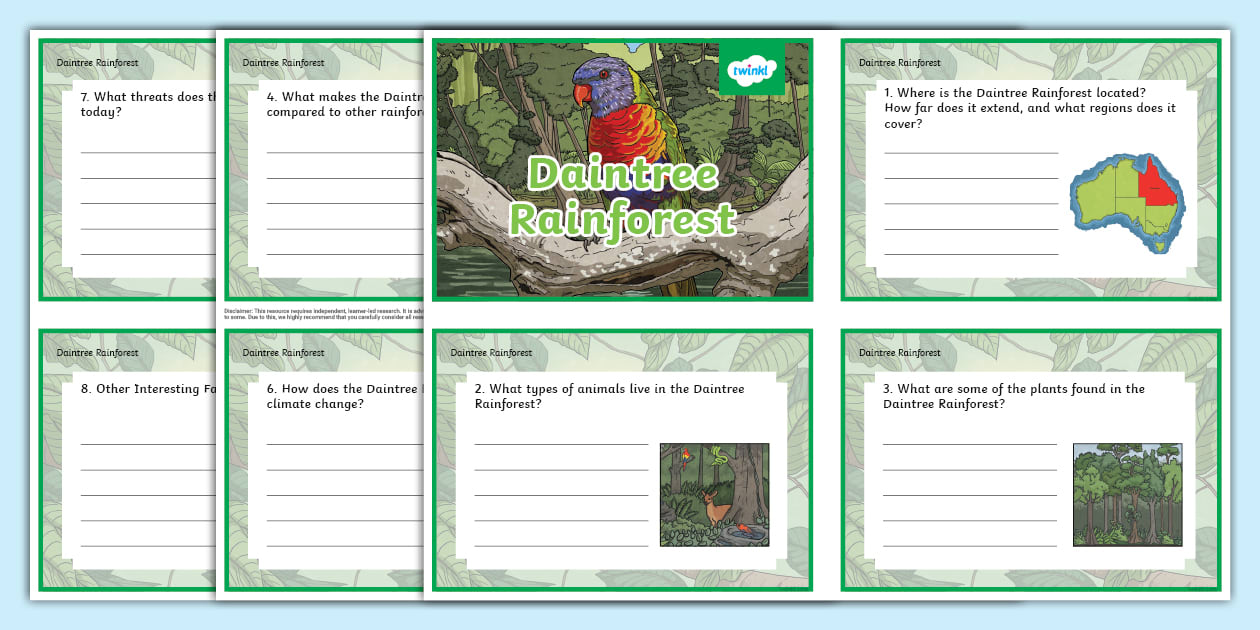* NEW * Daintree Rainforest Fact Cards Template - Twinkl