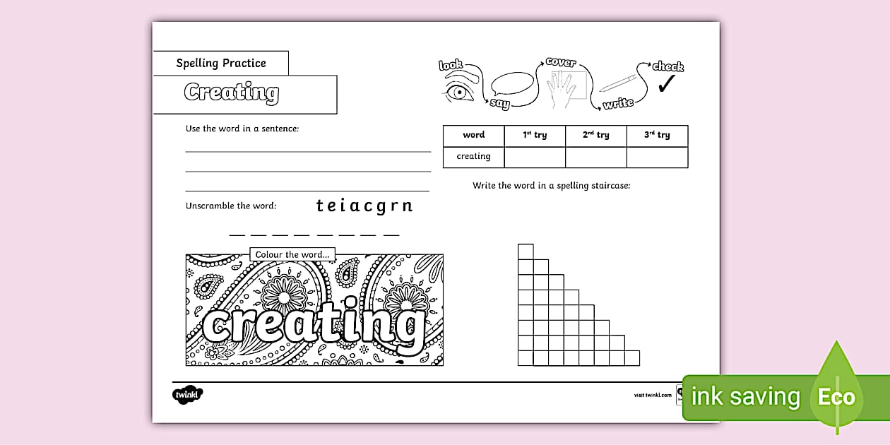 Creating Spelling Practice Worksheet (teacher made) - Twinkl