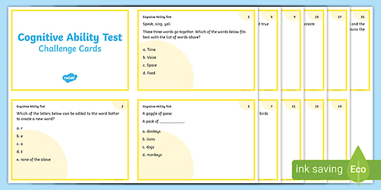 Cognitive Abilities Test (CAT) Verbal-Reasoning Task Cards