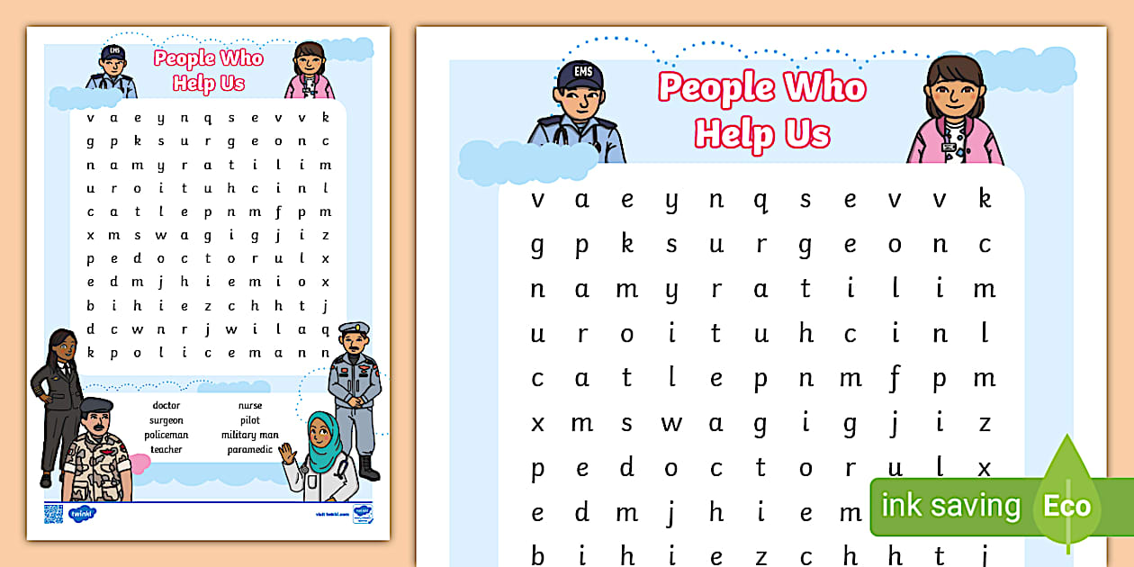 People Who Help Us Word Search