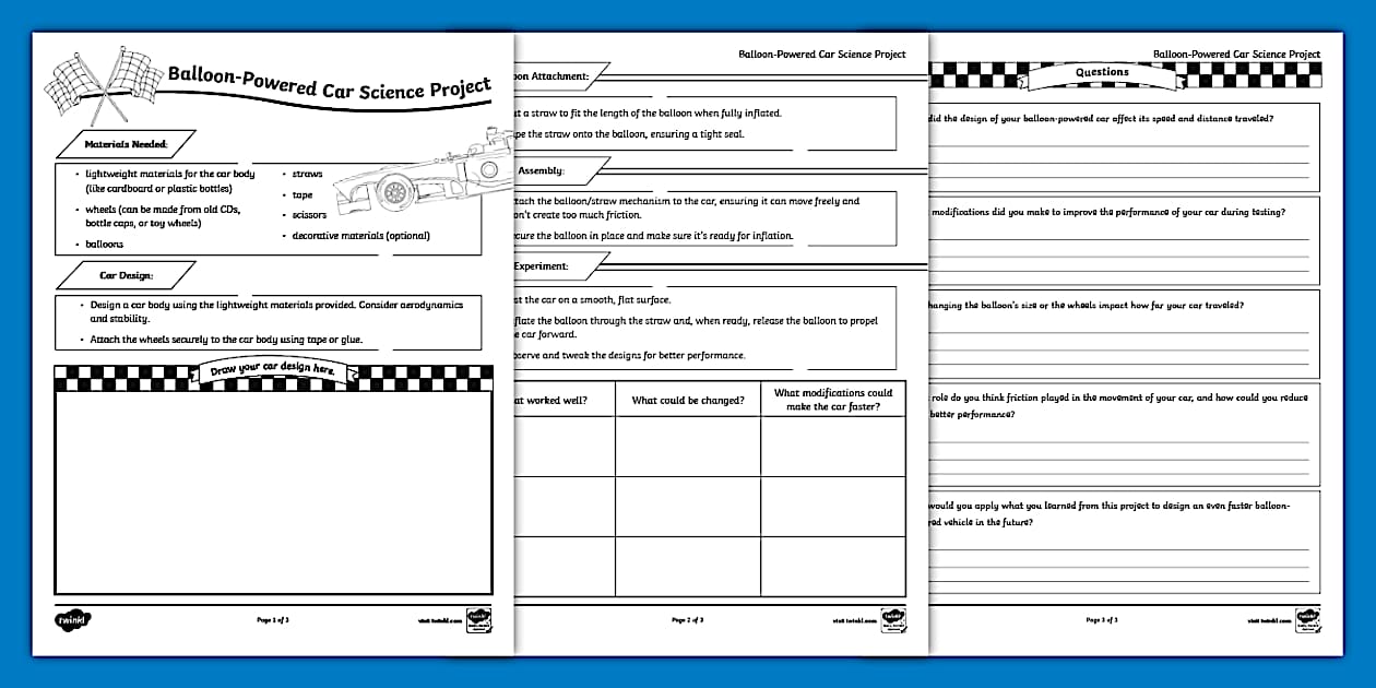 Balloon-Powered Car Science Project for 3rd-5th Grade