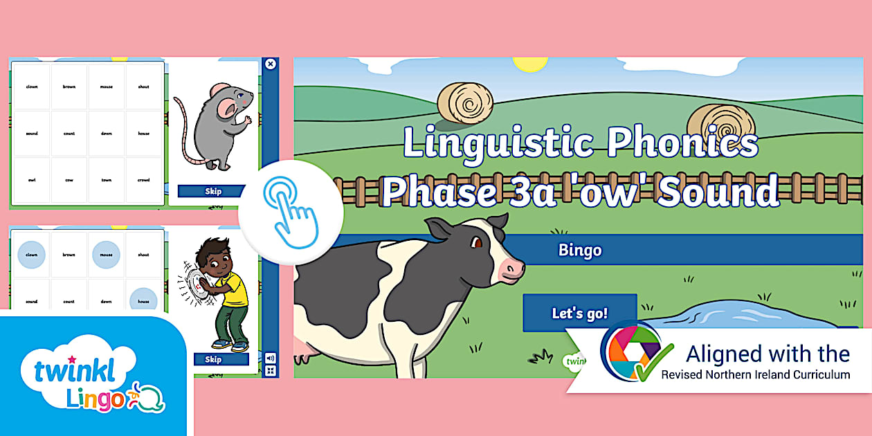 Linguistic Phonics Phase 3a 'ow' Sound Bingo Game