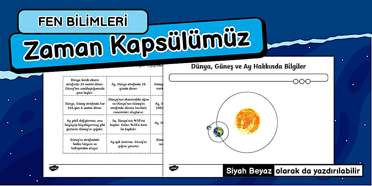 Dünya, Güneş ve Ay Hakkında Bilgiler Diyagram Etkinliği